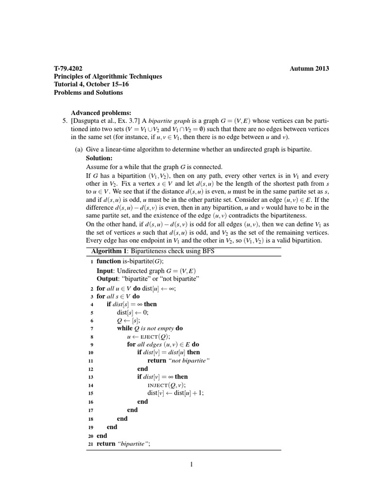 Bipartite Graph Algorithm | PDF | Vertex (Graph Theory) | Discrete Mathematics