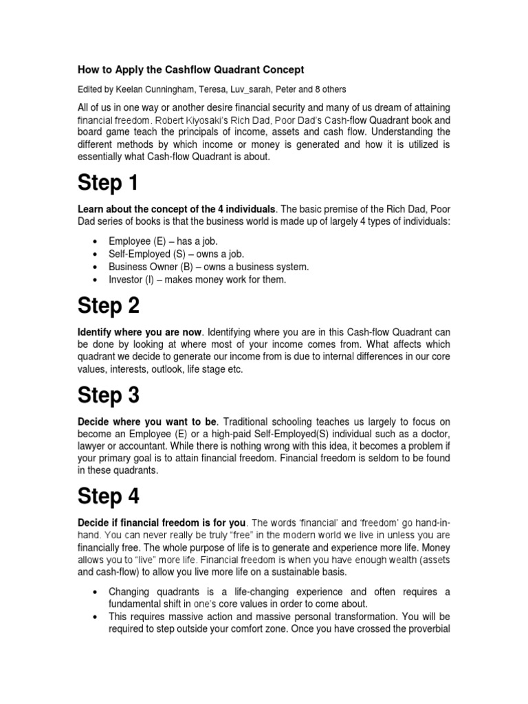How To Apply The Cashflow Quadrant Concept | PDF | Economies | Cognition