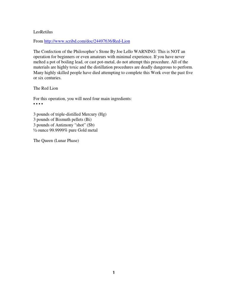 Red Lion | PDF | Redox | Alchemy