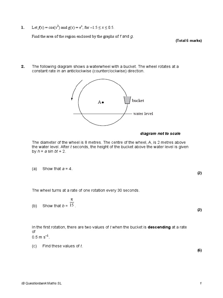 IB SL Calculus Exam Practice | PDF | Trigonometric Functions | Asymptote
