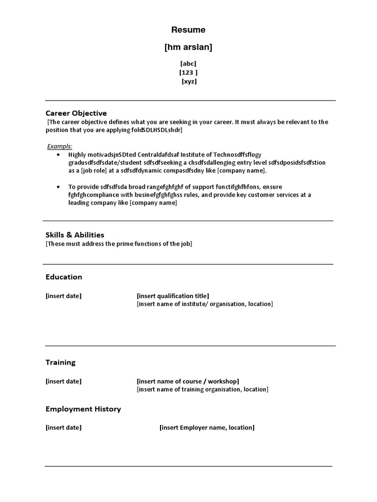 Resume (HM Arslan) : (Abc) (123) (Xyz) | PDF