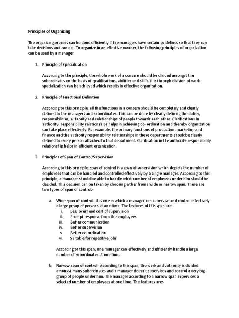 Principles of Organizing | PDF | Organizational Structure | Hierarchy
