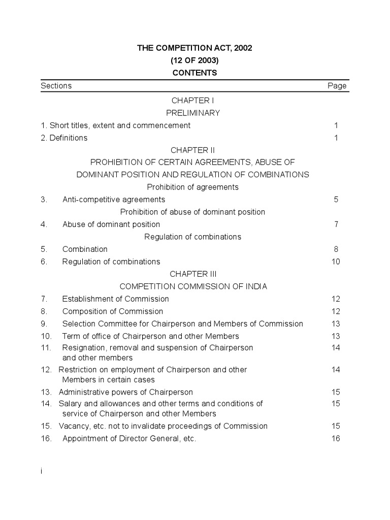 Overview of the Competition Act, 2002 | PDF | Business