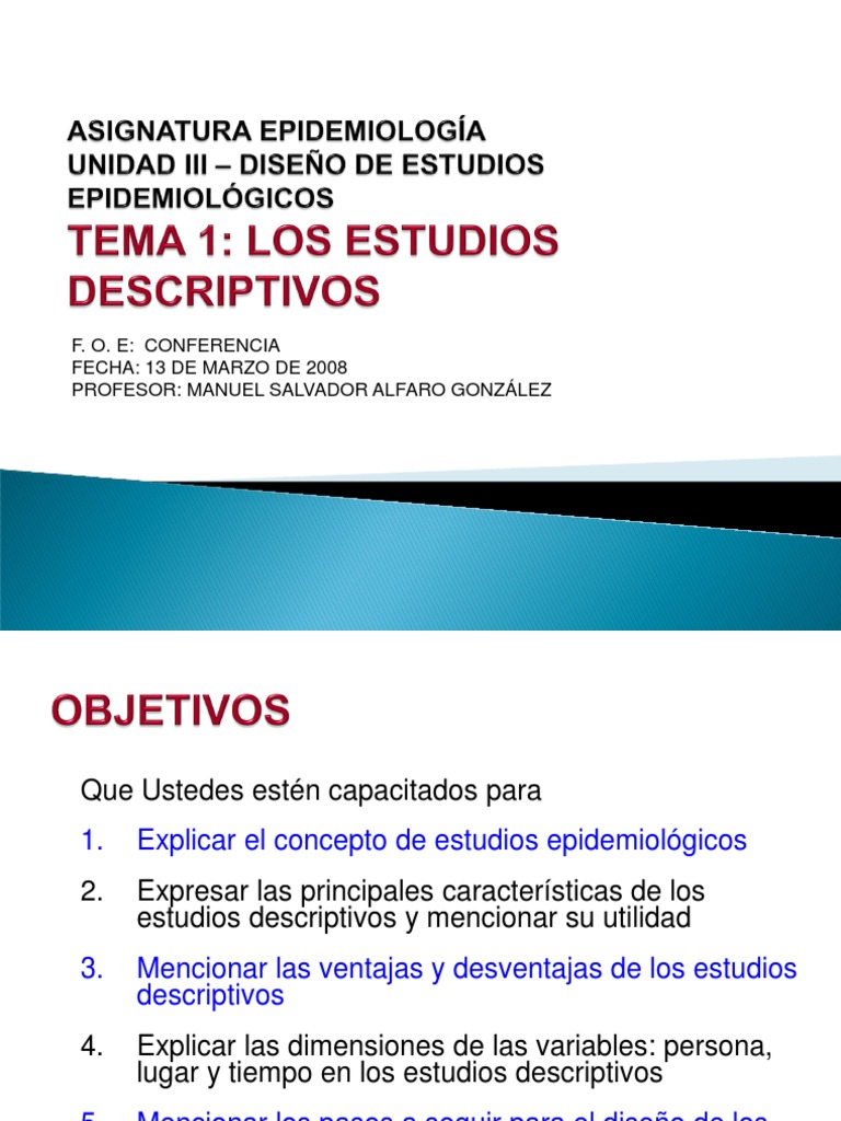 LOS ESTUDIOS DESCRIPTIVOS.ppt | Estadísticas | Ciencia