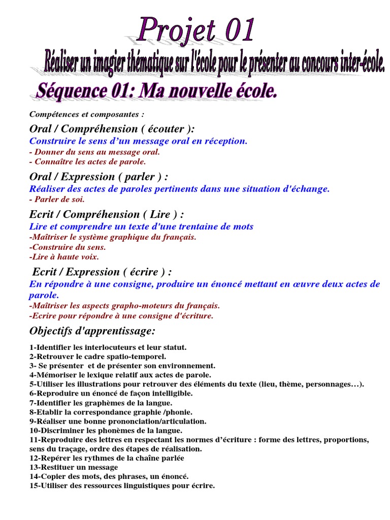 Imagier thématique : Ma nouvelle école | PDF | Lecture (Processus ...