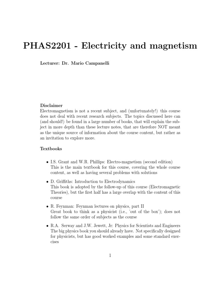 Electricity and Magnetism Notes | PDF | Dielectric | Flux