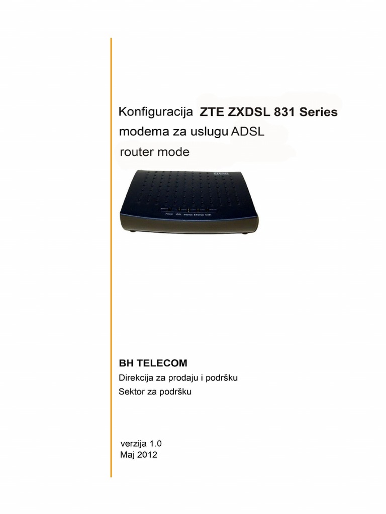 Konfiguracija ZTE ZXDSL 831 Modema | PDF