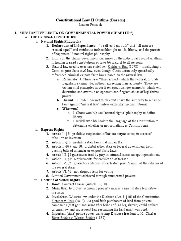 Constitutional Law II - Barron - Spring 2004 | PDF | Substantive Due ...