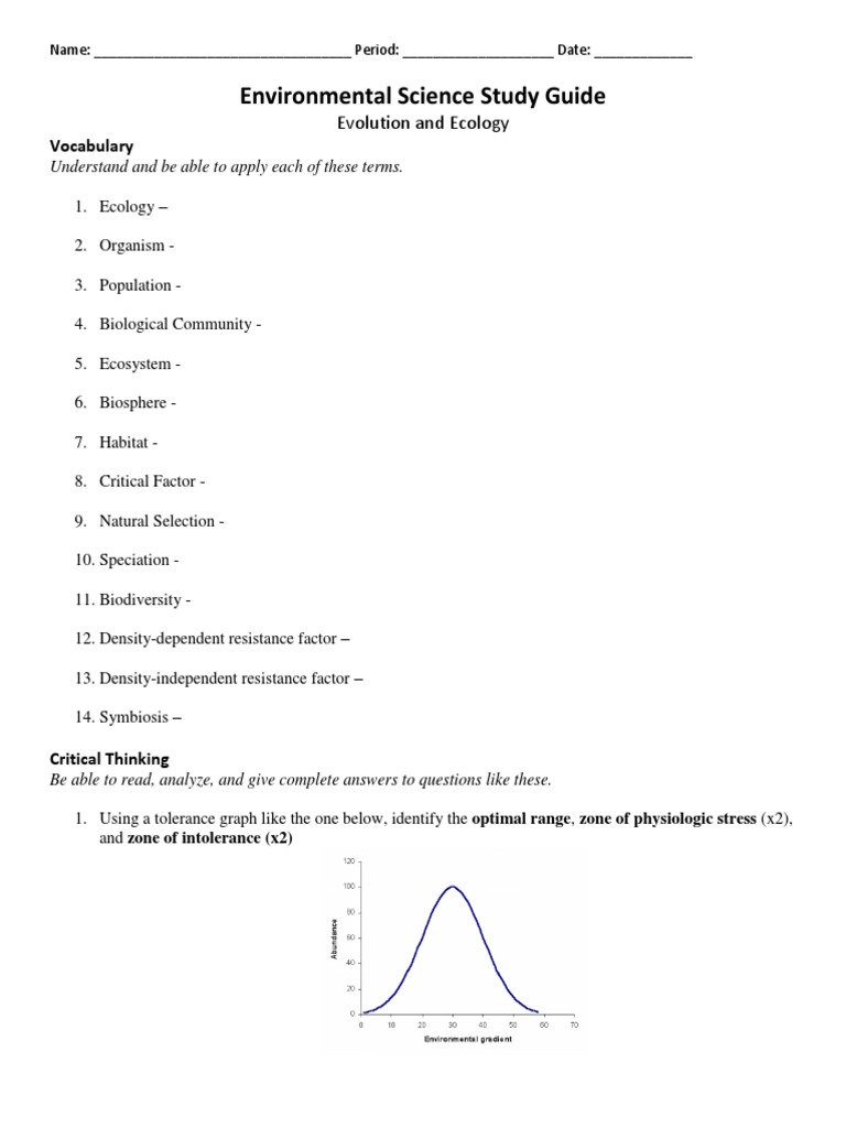 Environmental Science: Evolution & Ecology Guide | PDF