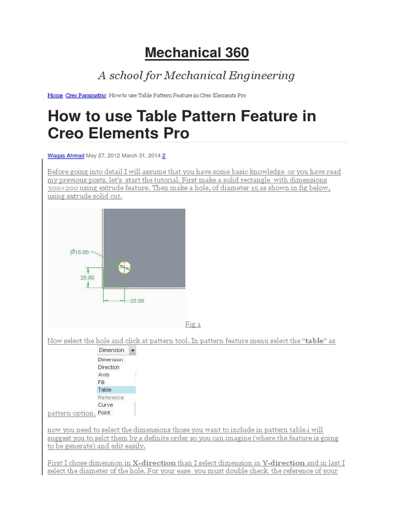 How To Use Table Pattern Feature in Creo Elements Pro | PDF | Email ...
