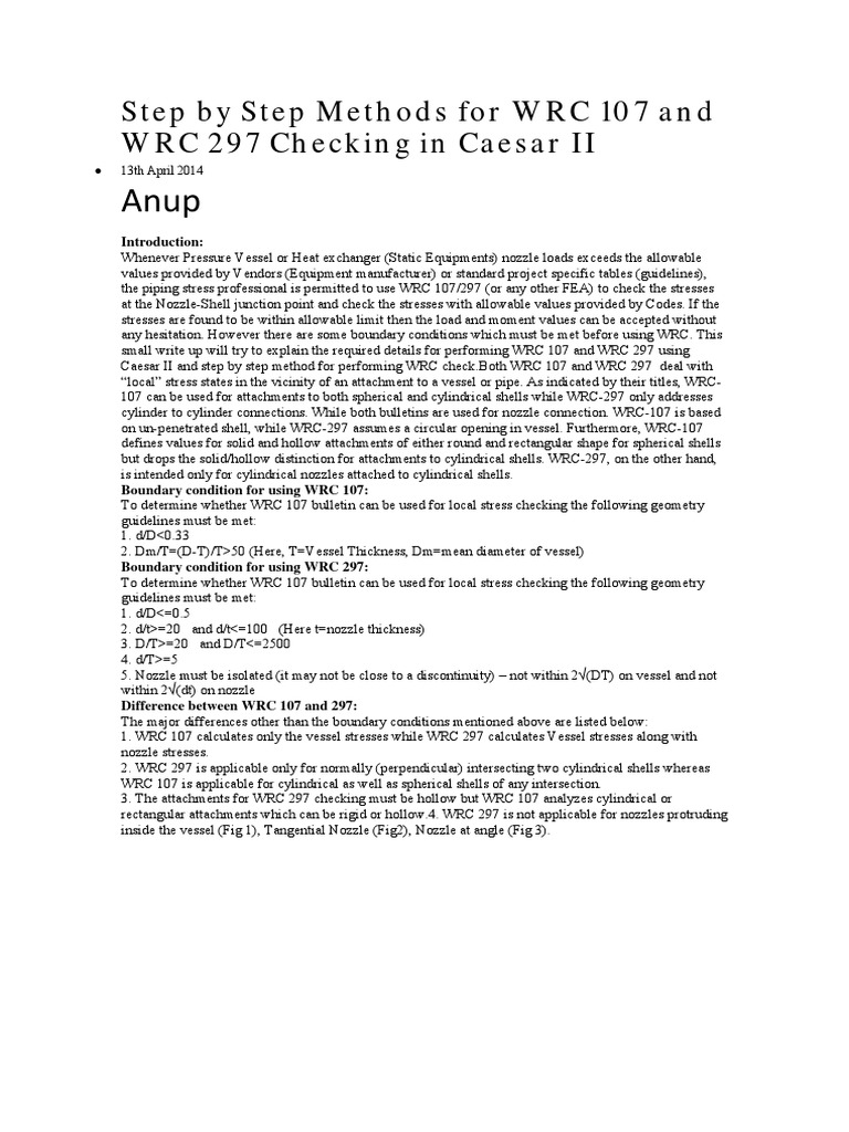 Step by Step Methods For WRC 107 and WRC 297 Checking in Caesar II ...