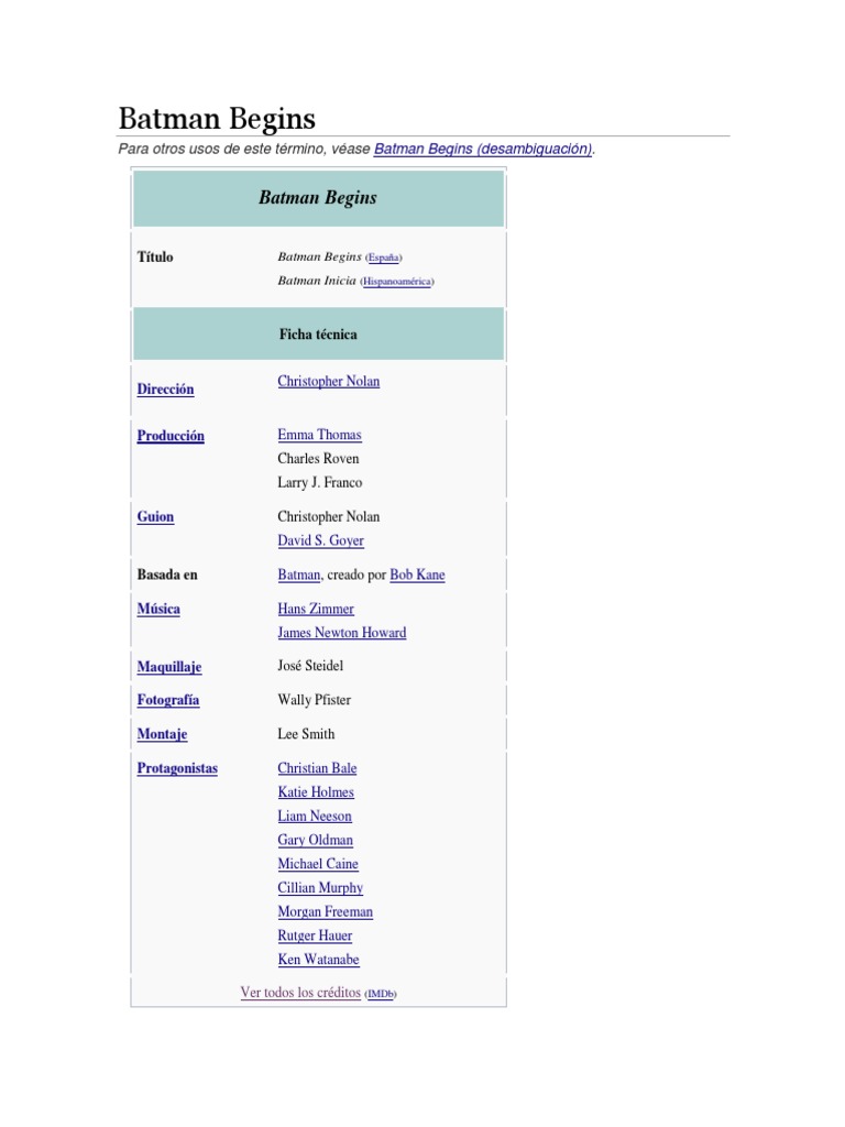 Batman Begins | PDF | hombre murciélago | Ocio