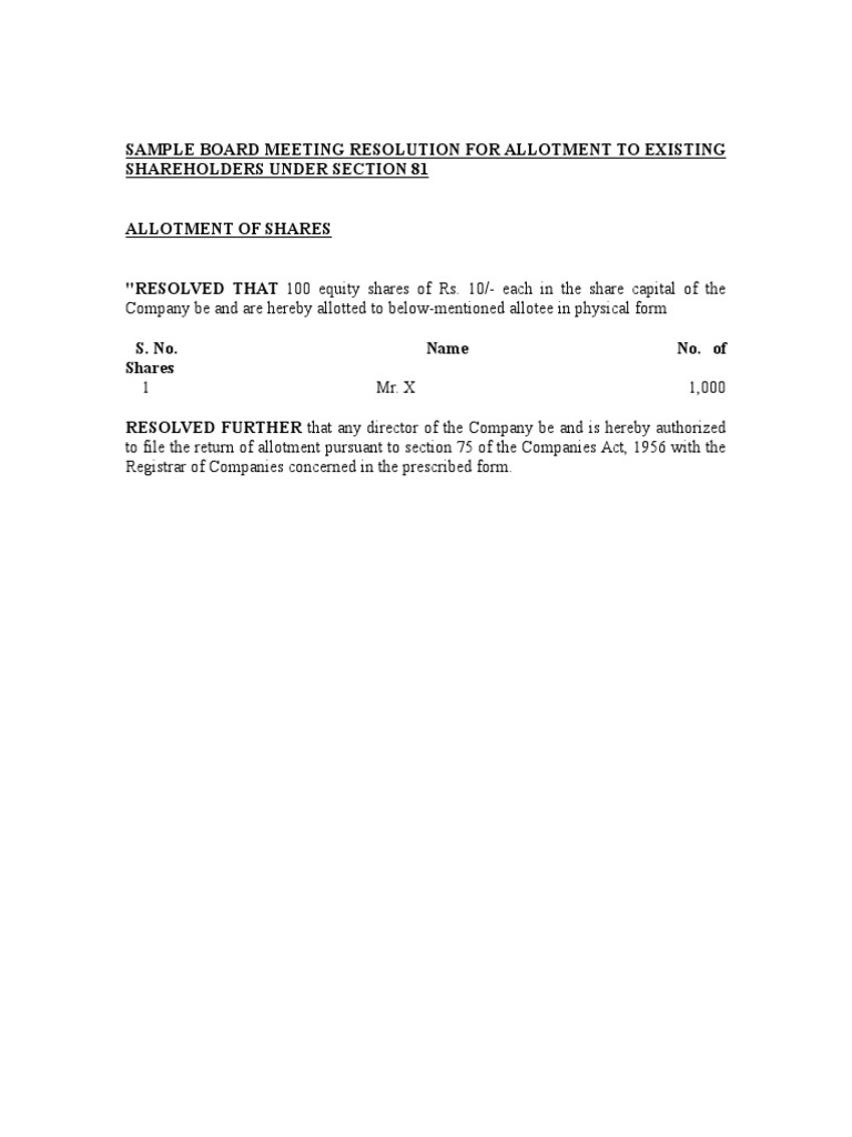 55 - Allotment Resolution Section-81 | PDF | Finance & Money Management ...