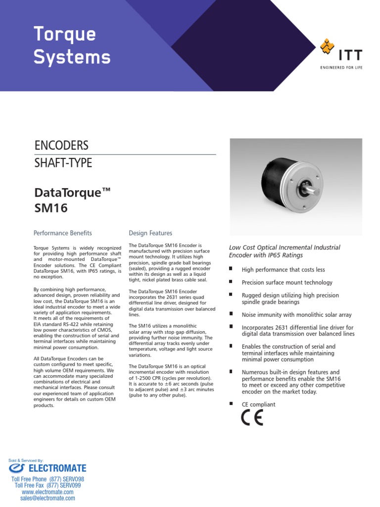 Torque Systems Sm16 Specsheet | PDF | Bearing (Mechanical ...