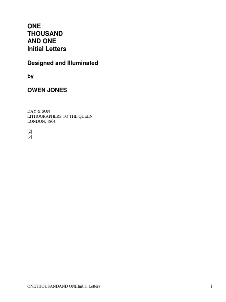 One Thousand and One Initial Letters by Jones, Owen | Download Free PDF ...