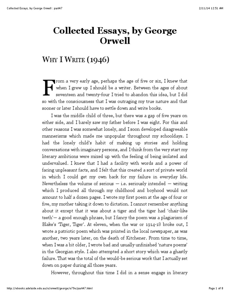 Orwell Why Write | PDF | George Orwell | Aesthetics