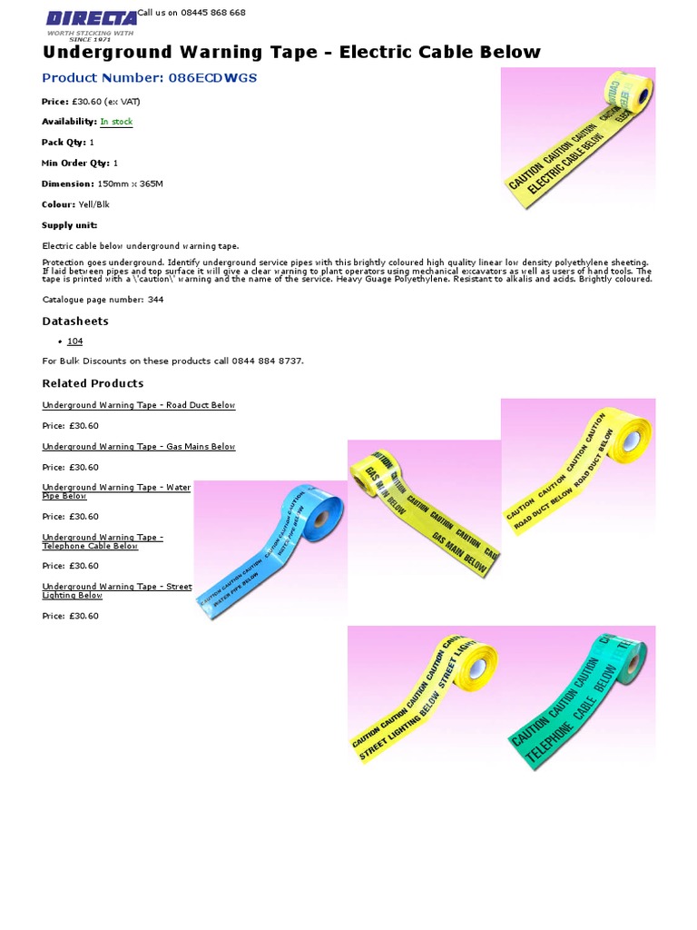 Underground Warning Tape for Cables | PDF | Technology & Engineering