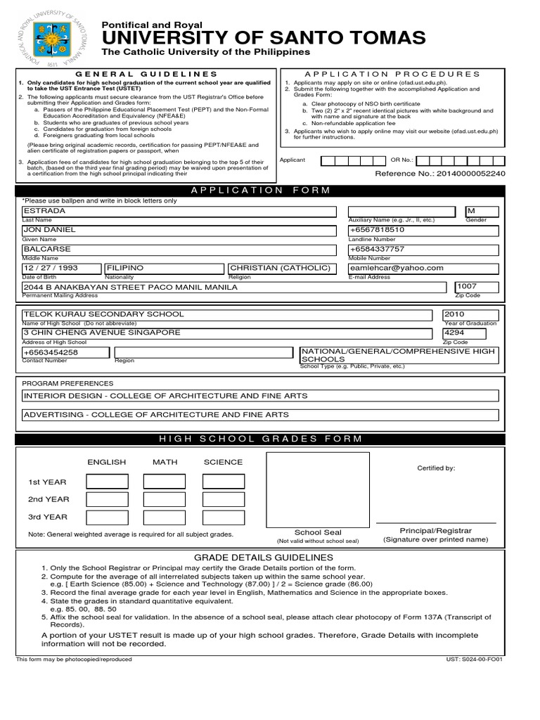 University of Santo Tomas: Pontifical and Royal | Download Free PDF | Secondary School ...