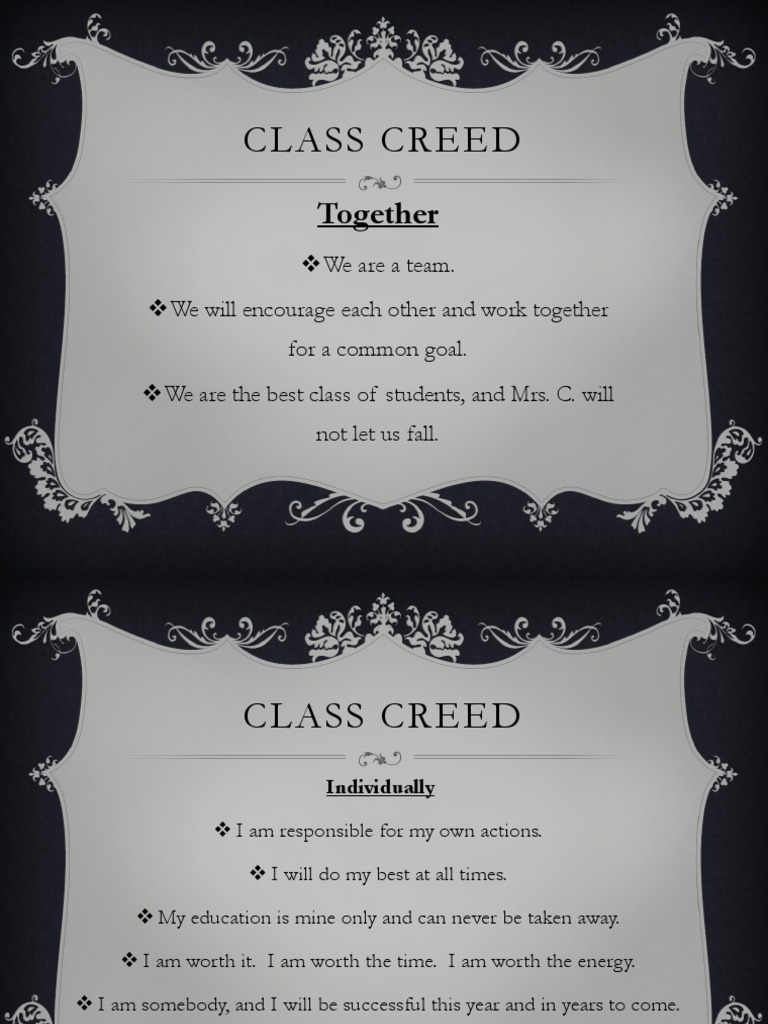 Classroom Creed for Success | PDF | Self-Improvement | Wellness