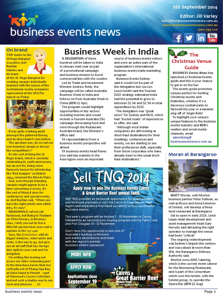 Business Events News - September 2014 | PDF | Sydney | Tourism