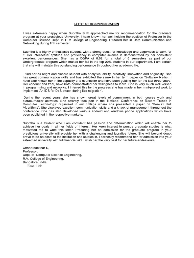 Letter Recommendation Top Student Computer Science | PDF | Graduate ...