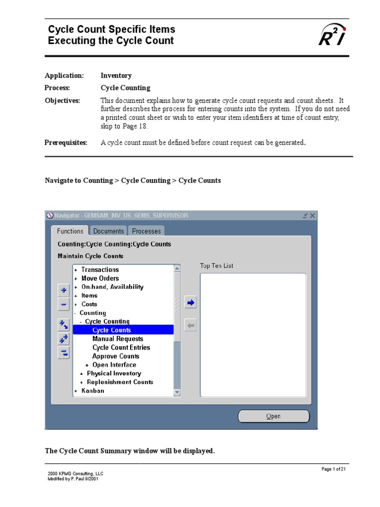 A Step-by-Step Guide to Generating Cycle Count Requests, Count Sheets ...