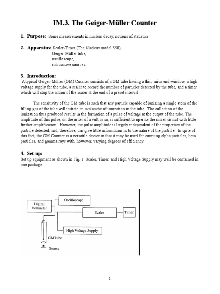 IM.3. The Geiger-Müller Counter: 1. Purpose: 2. Apparatus | PDF ...
