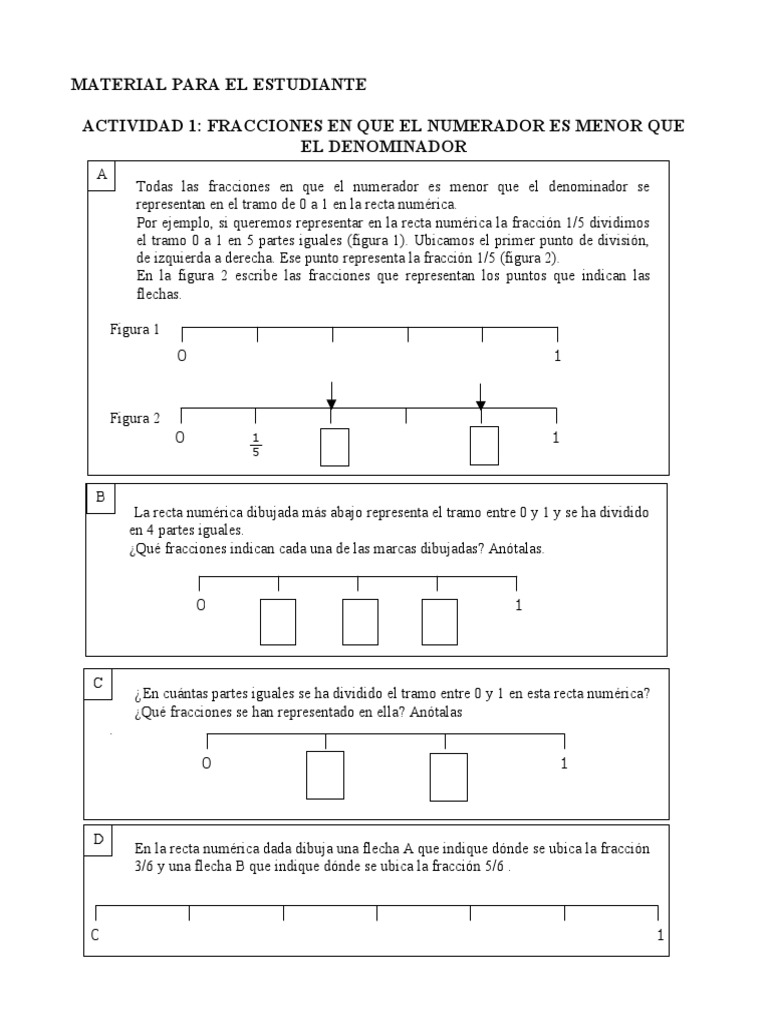 Ejercicios de Fracciones en la Recta Numérica | PDF | Fracción ...