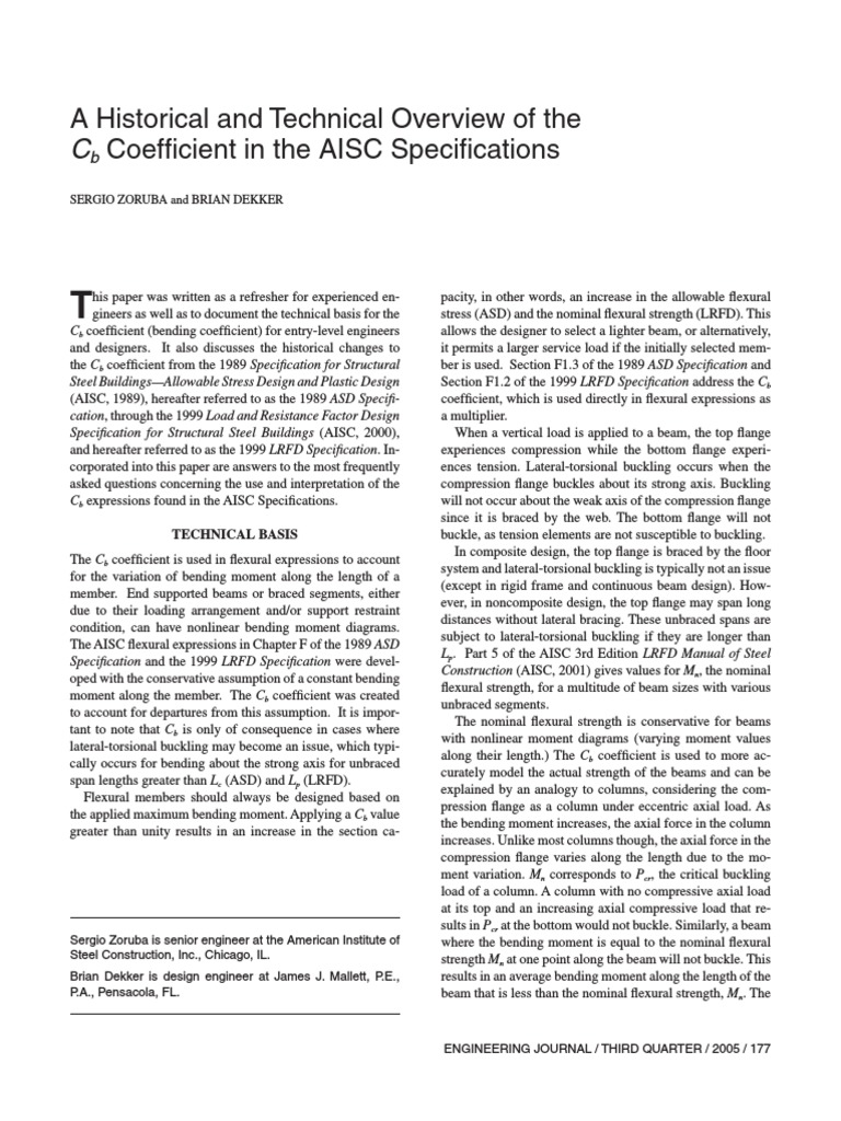 A Historical and Technical Overview of The CB Coefficient in The AISC ...
