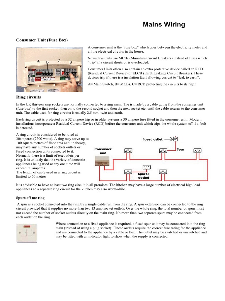 Mains Wiring: Consumer Unit (Fuse Box) | PDF | Fuse (Electrical ...