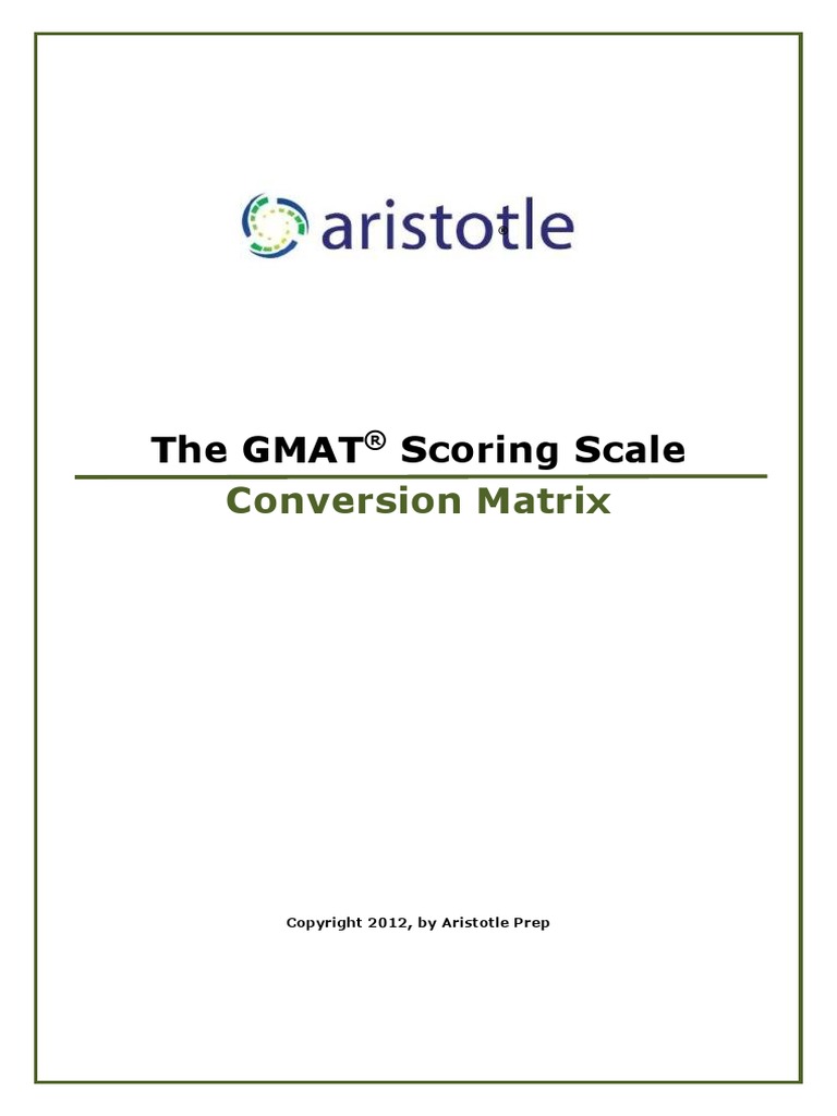 The Gmat Scoring Scale: Conversion Matrix