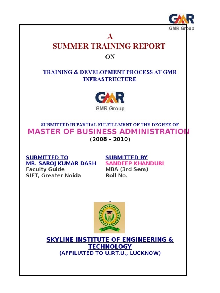 Training & Development at GMR | PDF | Needs Assessment | Employment