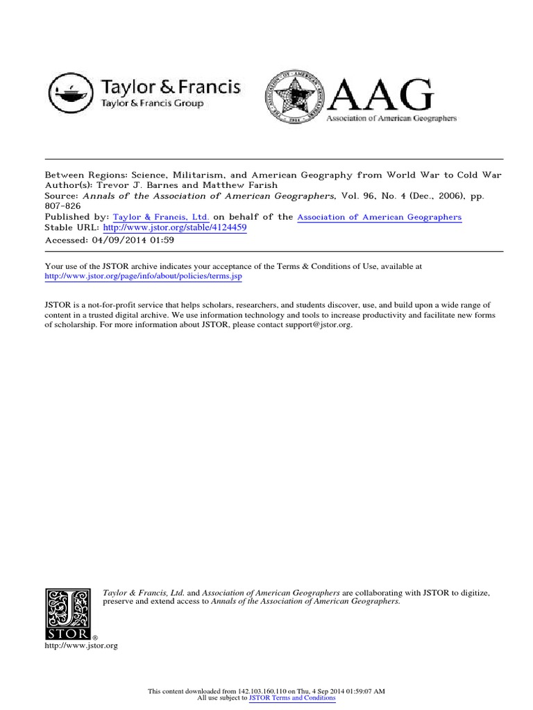 Between Regions - Science, Militarism, Hy From World War To Cold War ...