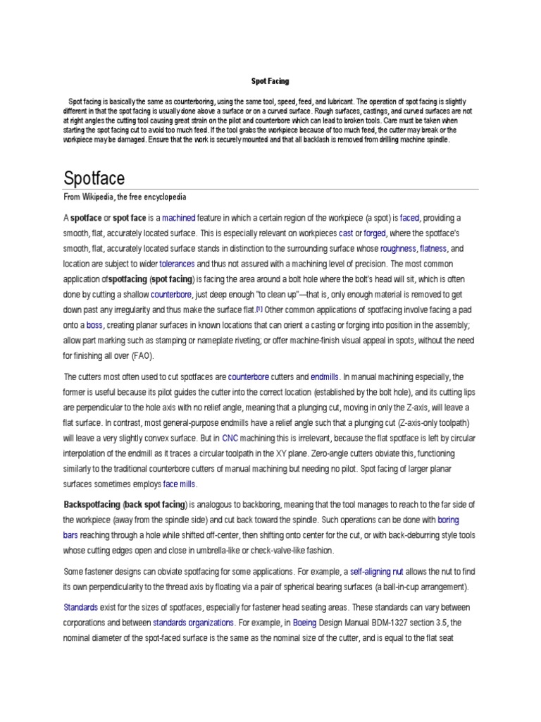 Spotface: Machined Faced Cast Forged Roughness Flatness Tolerances ...