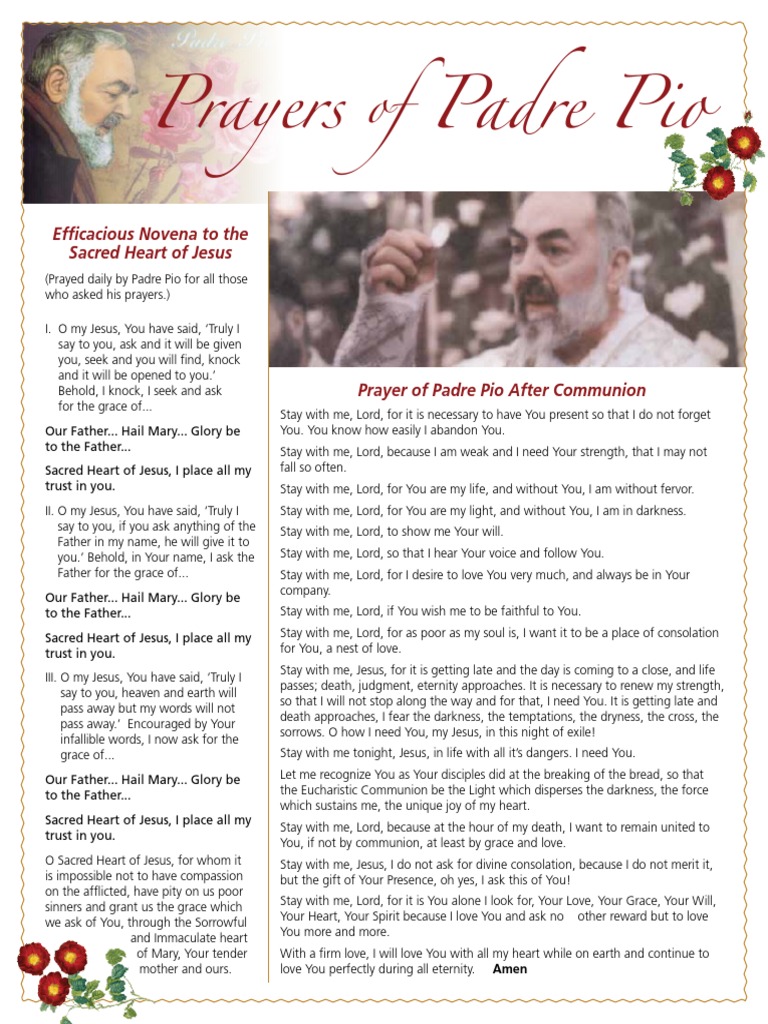 Padre Pio Prayer Sheet | Mercy | Grace In Christianity