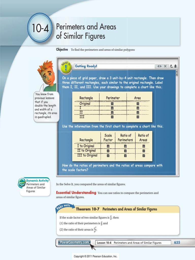 10-4 Perimeters and Areas of Similar Figures | PDF | Area | Rectangle