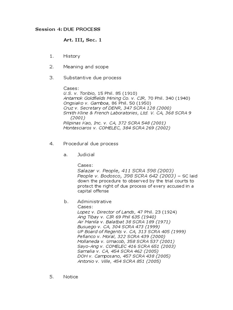 Outline Due Process Consti | PDF | Due Process Clause | James Madison