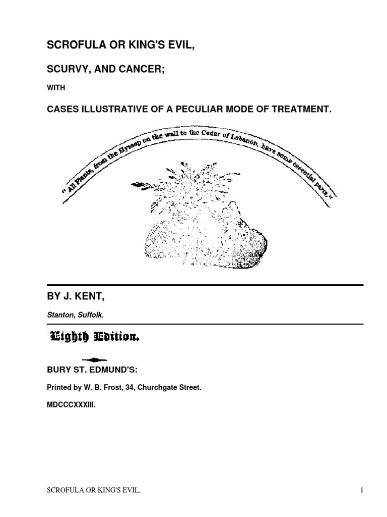 Scrofula or King'S Evil,: Scurvy, and Cancer | PDF | Cancer | Cure