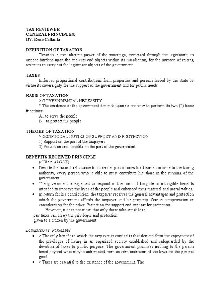 Taxation Principles and Fundamentals Guide | PDF | Taxation In The ...