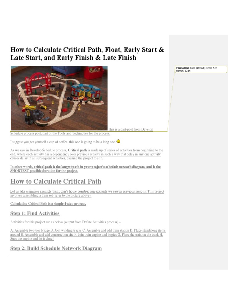 Calculate Critical Path Float ES EF LS LF | Production And ...