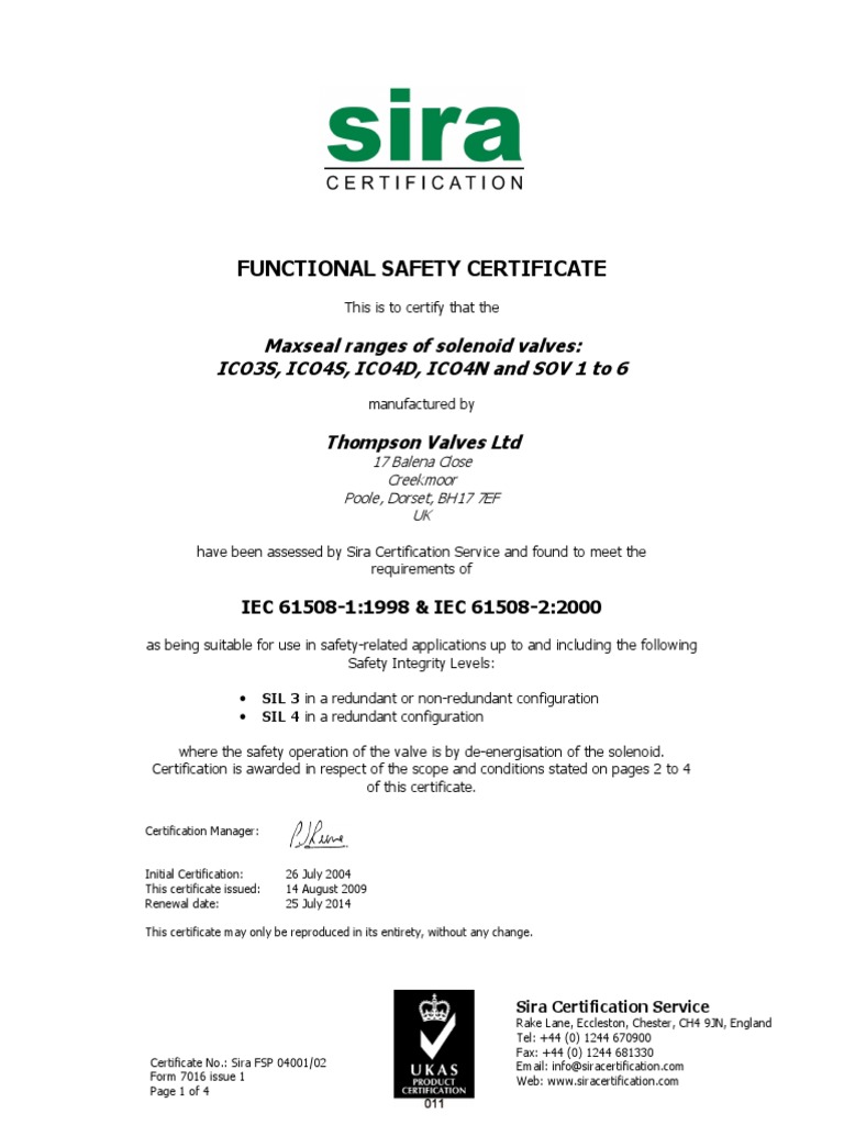 Sil - Functional Safety Cert | Safety | Public Key Certificate