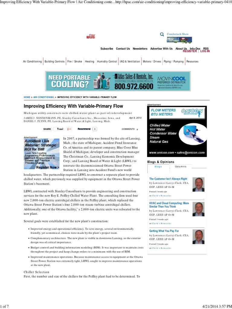 Improving Efficiency With Variable-Primary Flow - Air Conditioning Content From HPAC Engineering ...