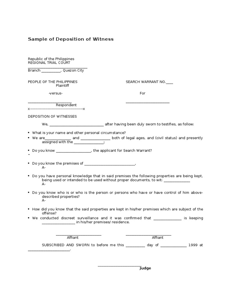 Deposition of Witness | PDF | Deposition (Law) | Witness