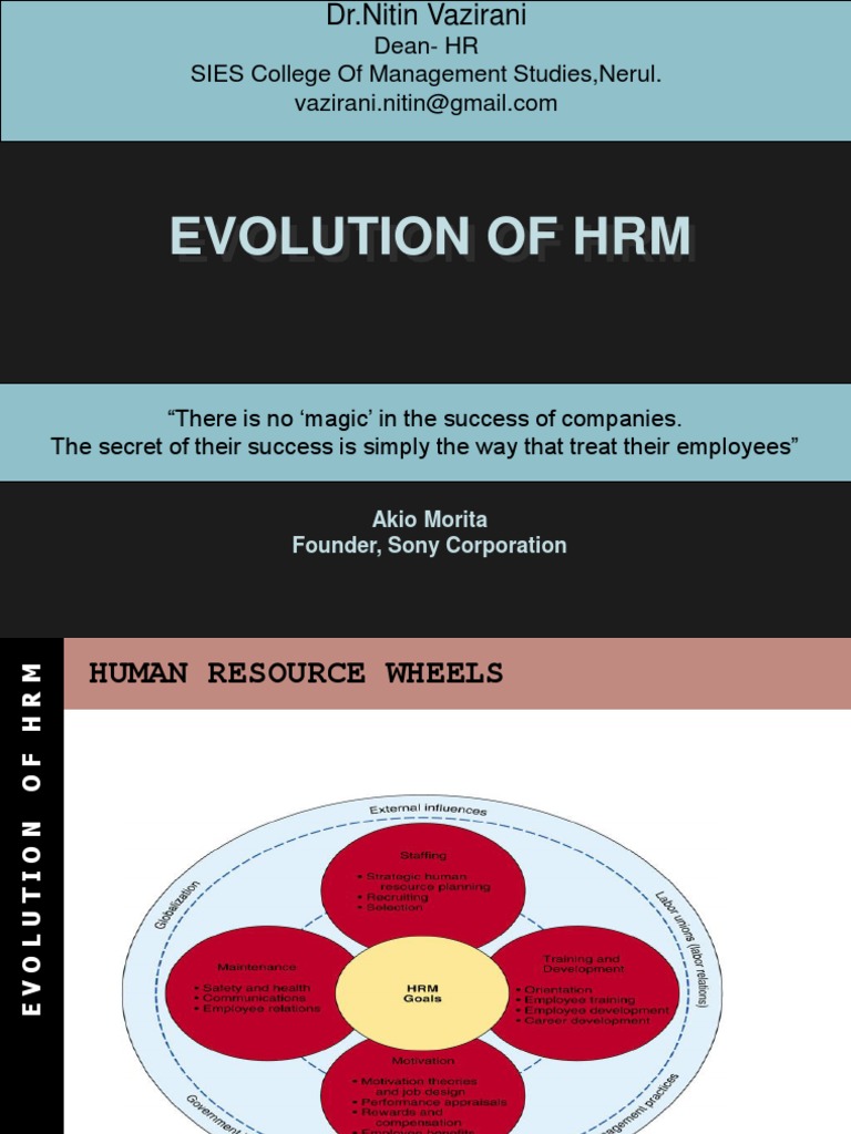Evolution of HRM: Dean-HR SIES College of Management Studies, Nerul ...