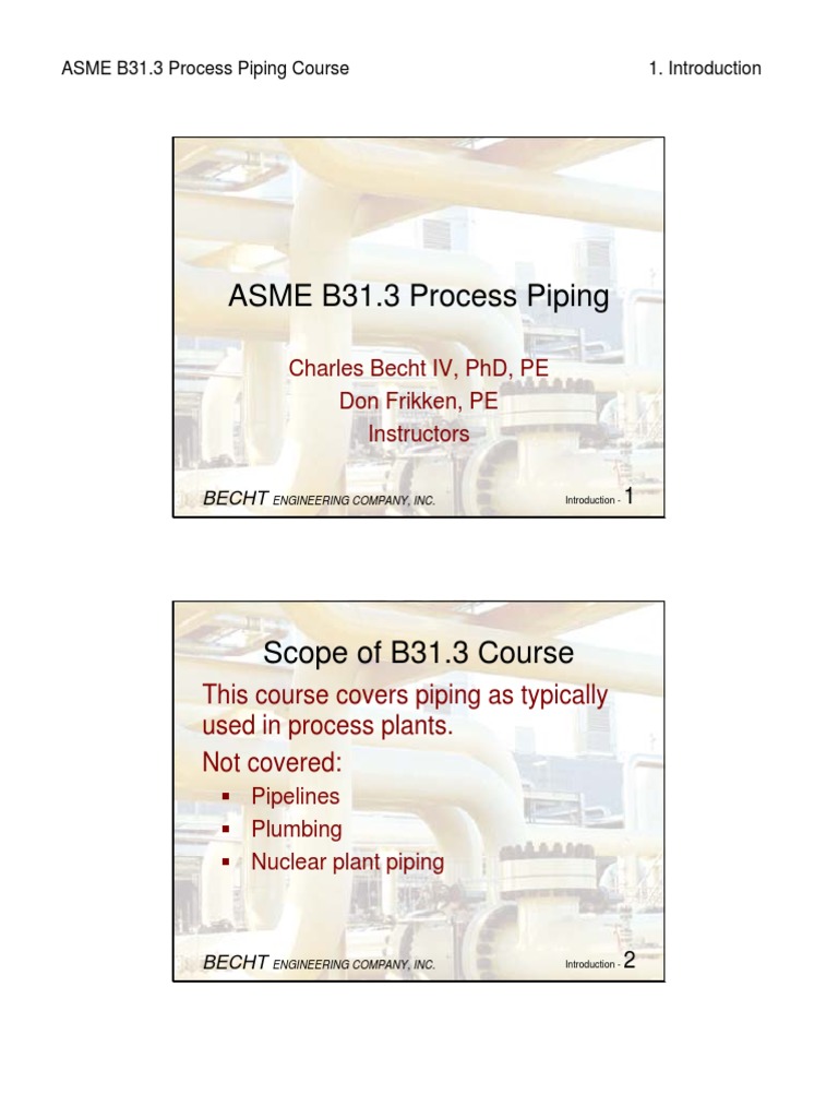 B31.3 Process Piping Course - 01 Introduction | PDF | Pipe (Fluid Conveyance) | Hydraulic ...