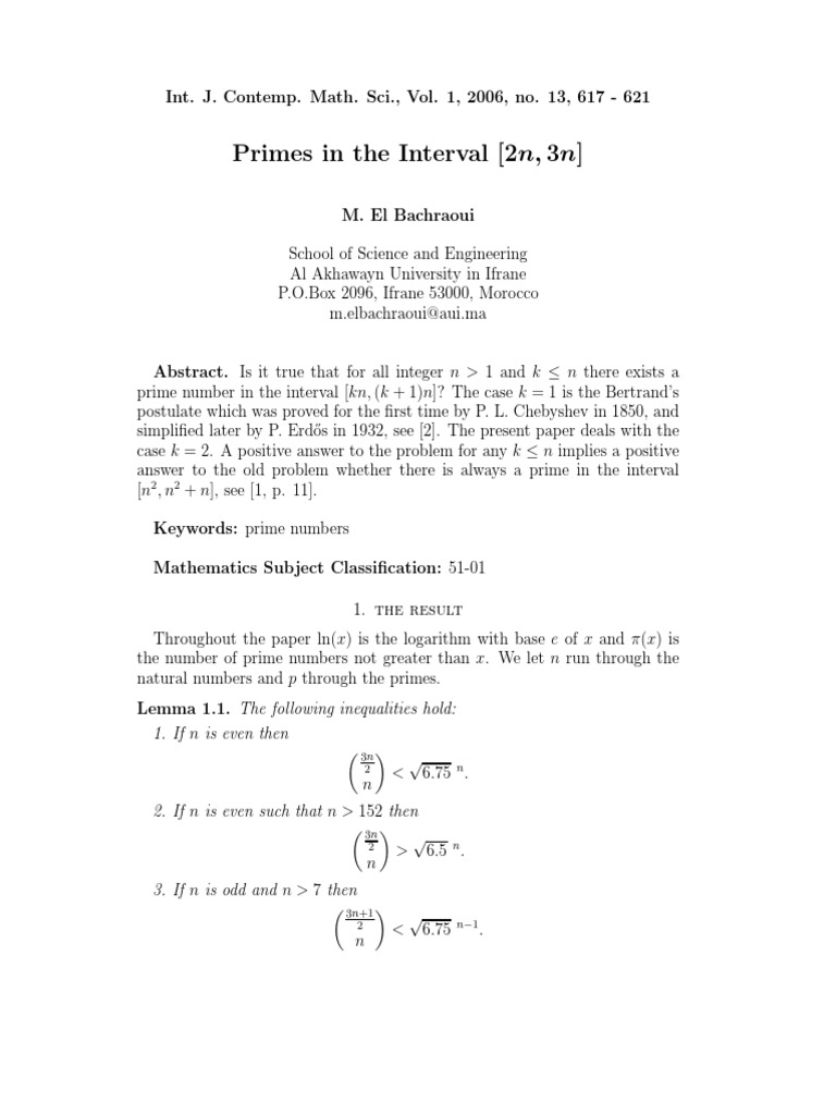 Primes in The Interval (2n, 3n) | Download Free PDF | Prime Number ...