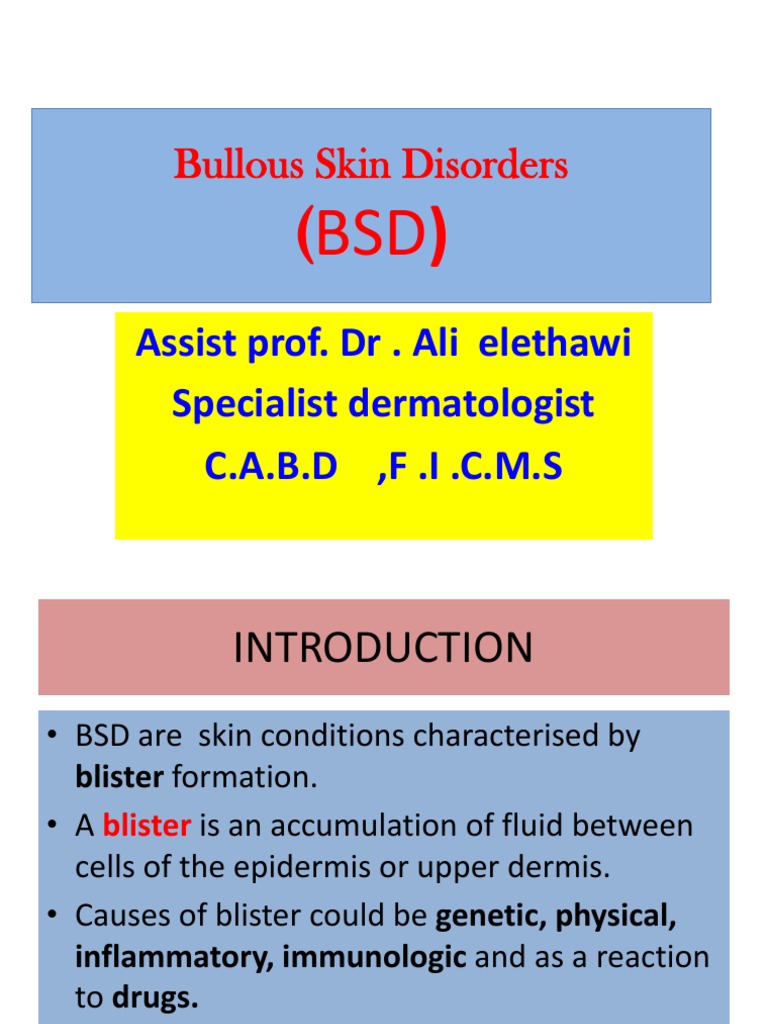 Bullous Skin Disorders: Assist Prof. DR - Ali Elethawi Specialist ...