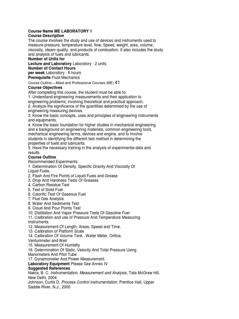 Course Outline - Allied and Professional Courses (ME) | PDF | Machine ...