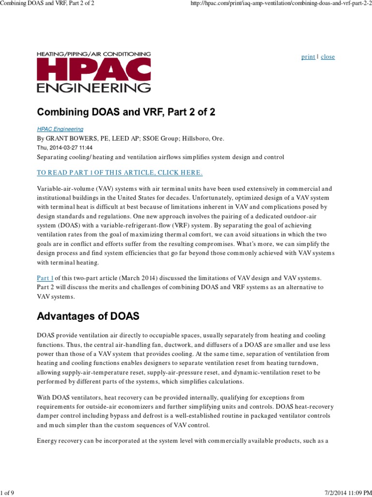 Combining DOAS and VRF, Part 2 of 2 | PDF | Air Conditioning ...