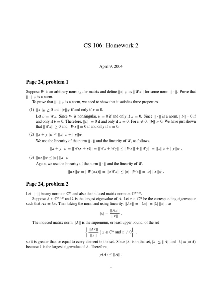 116 hw2 | PDF | Eigenvalues And Eigenvectors | Matrix (Mathematics)